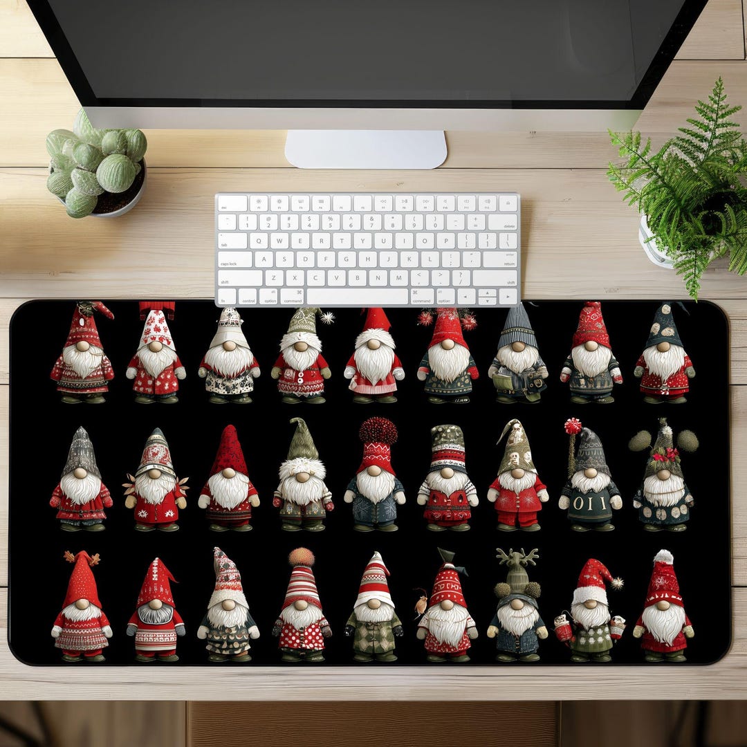 Christmas Gnomes Desk Mat and Mousepad:holiday Desk Pad, Desk Decor and ...