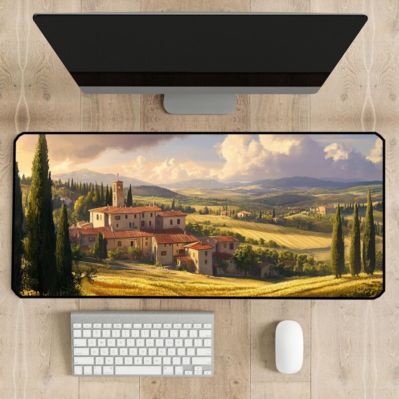 Tuscan Landscape Desk Mat, Italian Countryside Mouse Pad, Florence ...