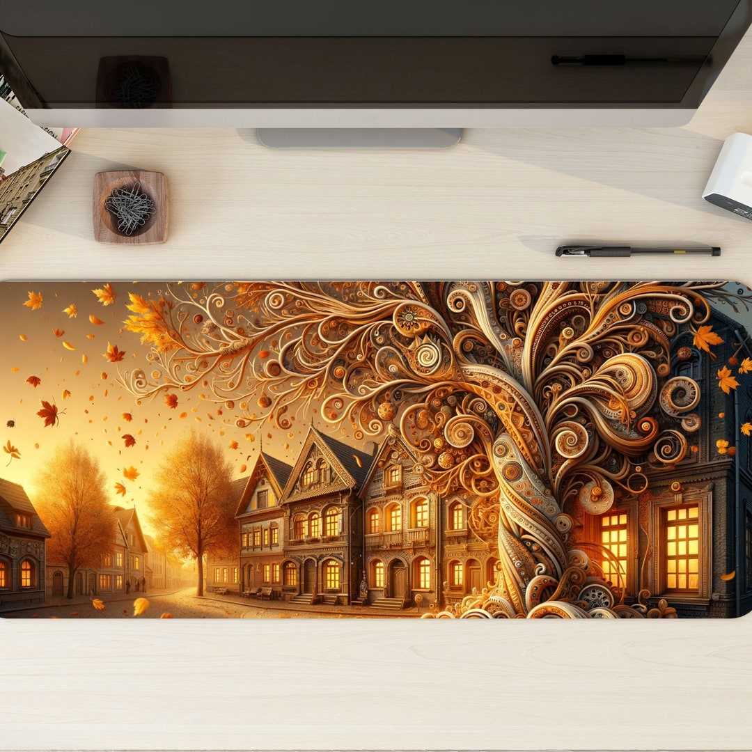 Folk Art Desk Pad, Aboriginal Art Inspired Computer PC Mat, Aesthetic ...