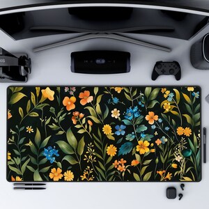 Floral Desk Mat, Wildflower Mouse Pad, Botanical Large Desk Pad, Garden ...