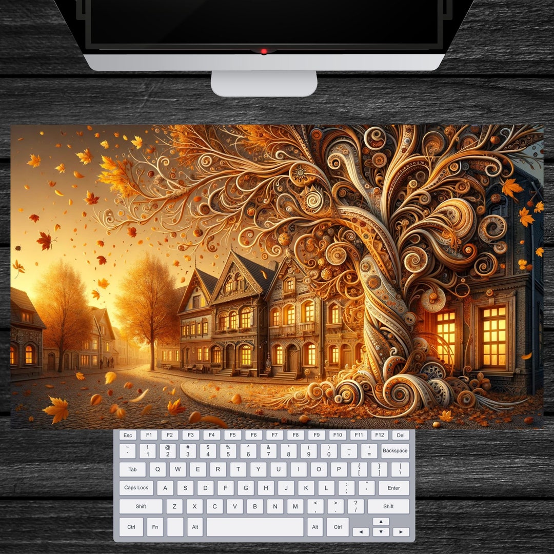 Folk Art Desk Pad, Aboriginal Art Inspired Computer PC Mat, Aesthetic ...