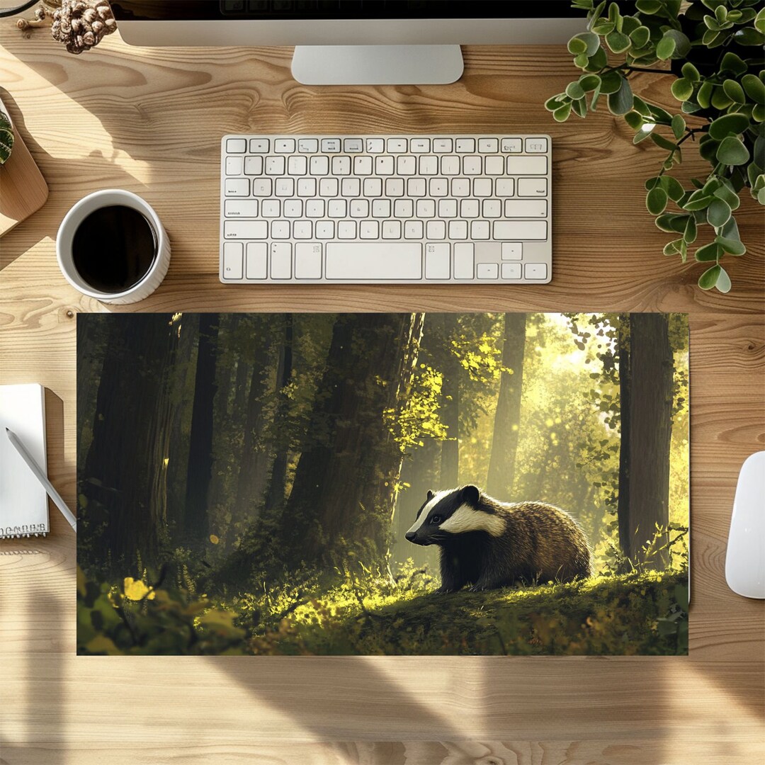 Bob the Badger Desk Mat, Forest Scene Desk Pad, Desk Mat Cute, Mousepad ...