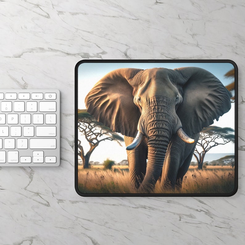 Elephant Desk Pad, Safari Computer PC Mat, African Elephant Extra Long ...