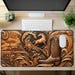 Western Art Desk Pad, Tooled Leather Look Inspired Computer PC Mat, Art ...