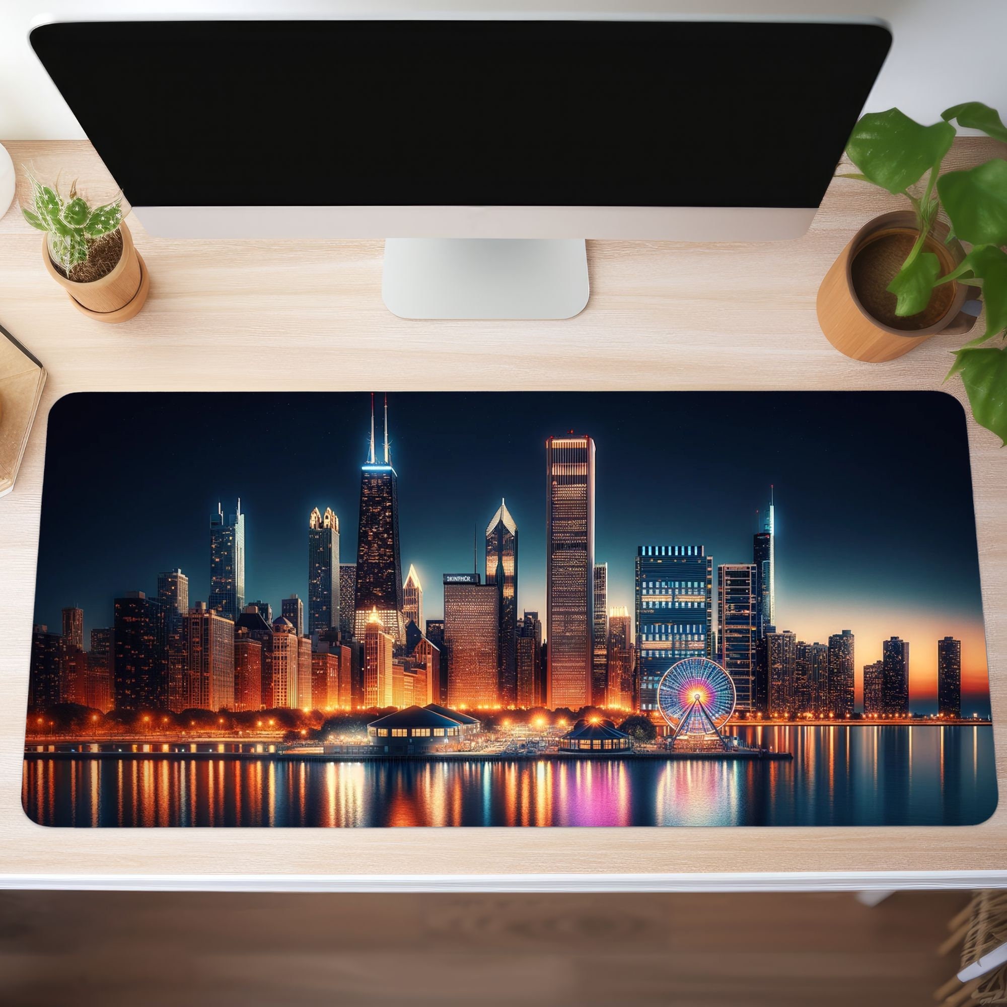 Chicago Skyline Desk Pad, Navy Pier Desk Mat, Windy City Mousepad ...