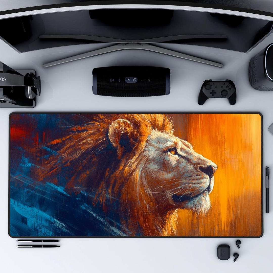 Lion Desk Pad and Mousepad Series, Desk Decor and Accessories, Extended ...
