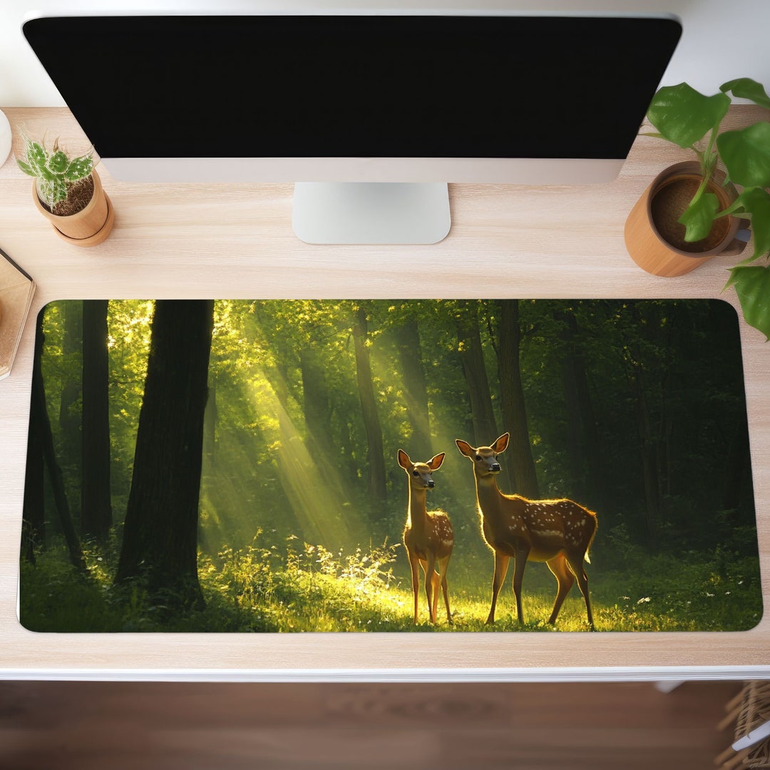 Forest Deer Desk Mat, Deer Print Desk Pad, Desk Mat Cute, Mousepad ...