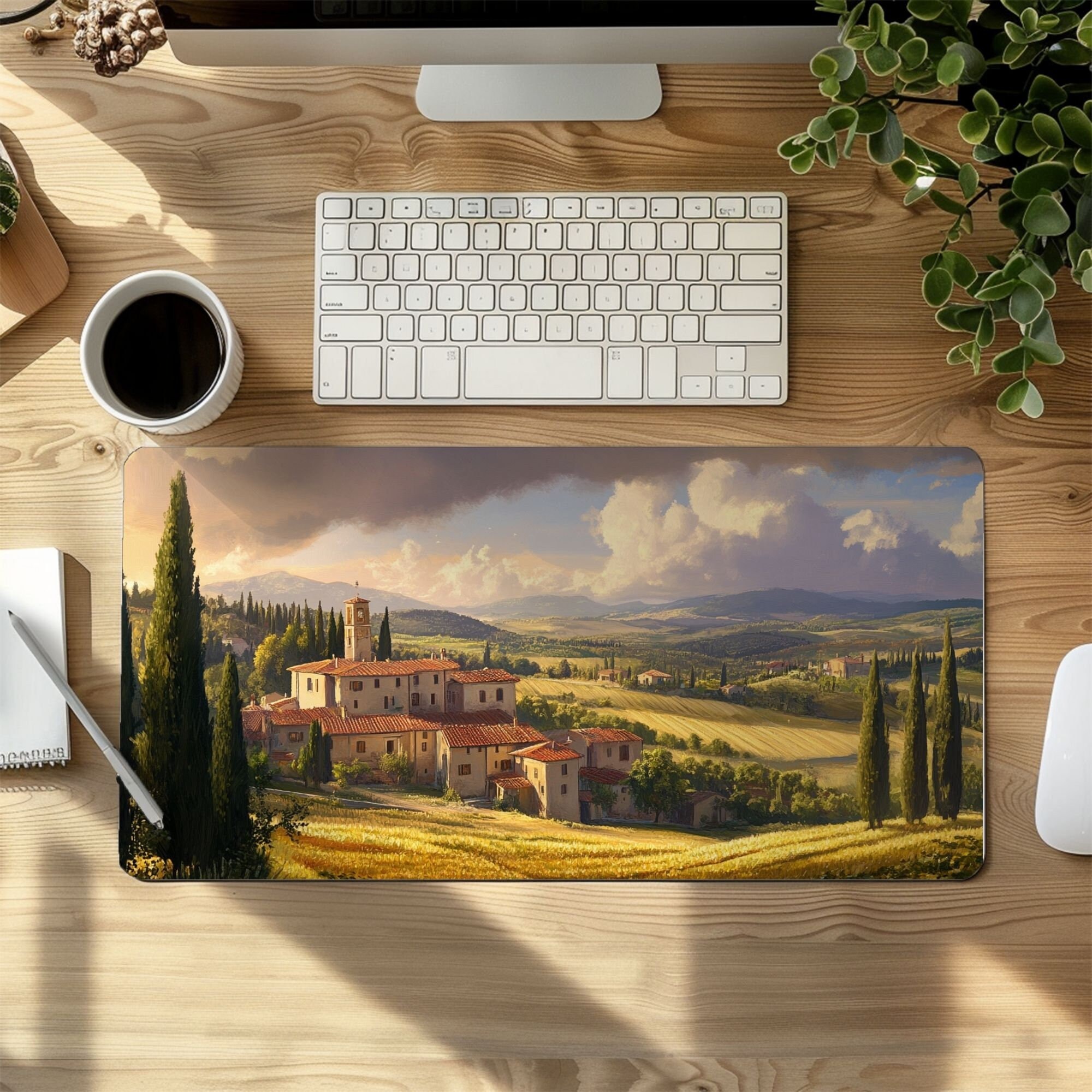 Tuscan Landscape Desk Mat, Italian Countryside Mouse Pad, Florence ...