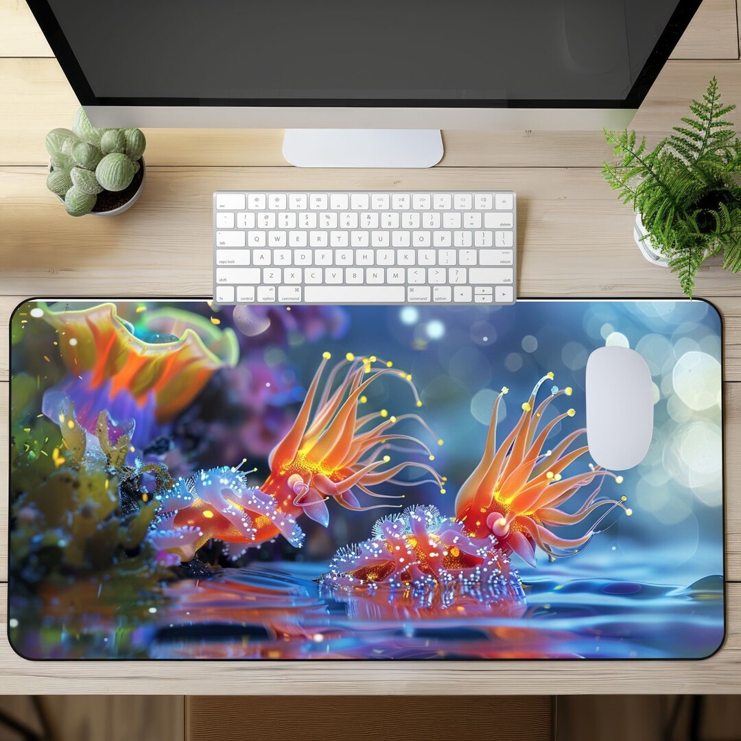 Nudibranch Desk Pad, Sea Life Decor Mouse Pad, Sea Slugs Desk Mat, Art ...