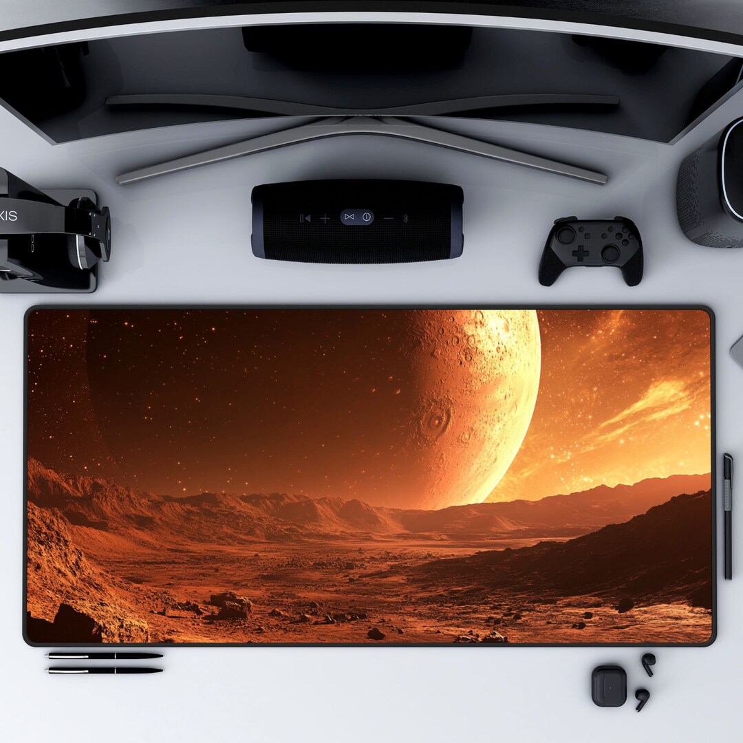 Space Lover Desk Pad, Sci Fi Gaming Desk Pad, Moonscape TCG Playmat ...
