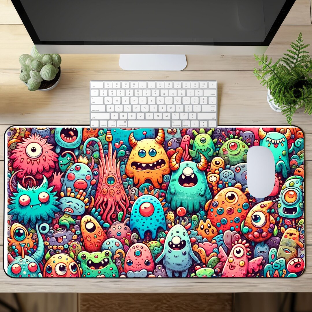 Funny Monster Desk Pad, Cute Mouse Pad, Colorful Desk Accessories - Etsy