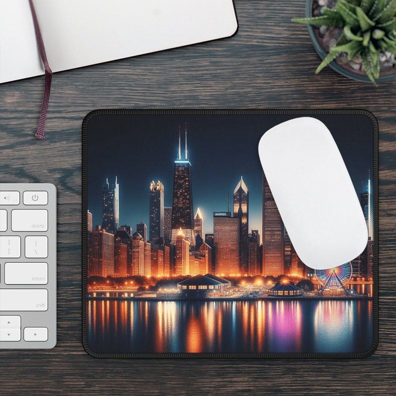 Chicago Skyline Desk Pad, Navy Pier Desk Mat, Windy City Mousepad ...
