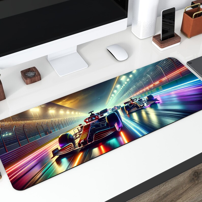 Racing Lovers Desk Pad, Race Car Inspired Desk Mat, Road Racing Gaming ...
