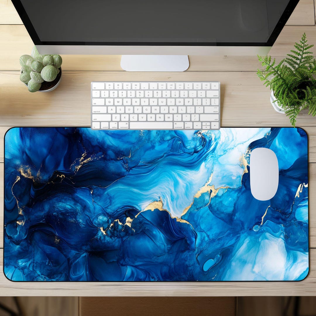 Pastel Swirl Desk Mat, Blue Mouse Pad, Extra Large Mousepad, Aesthetic ...