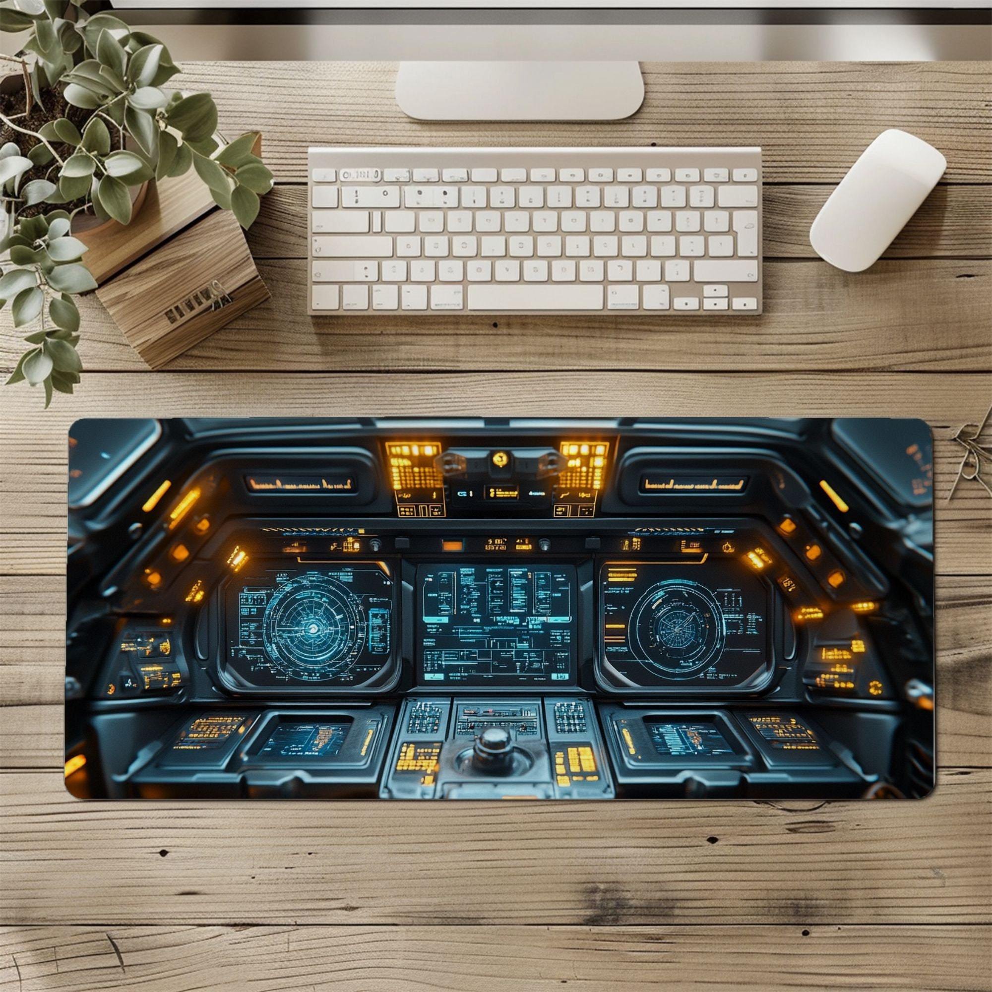 Flight Instrument Panel Desk Pad, Futuristic Style Desk Mat, Extra Long ...
