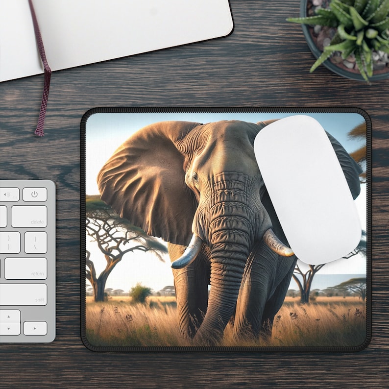 Elephant Desk Pad, Safari Computer PC Mat, African Elephant Extra Long ...