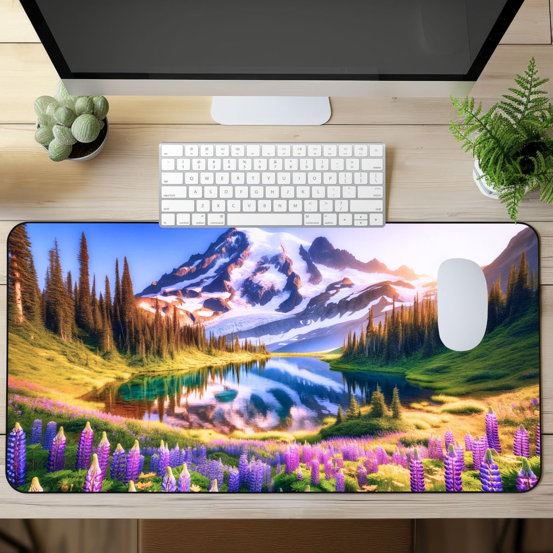 Mountain Landscape Desk Pad, Outdoor Decor Mouse Pad, Large Desk Mat ...