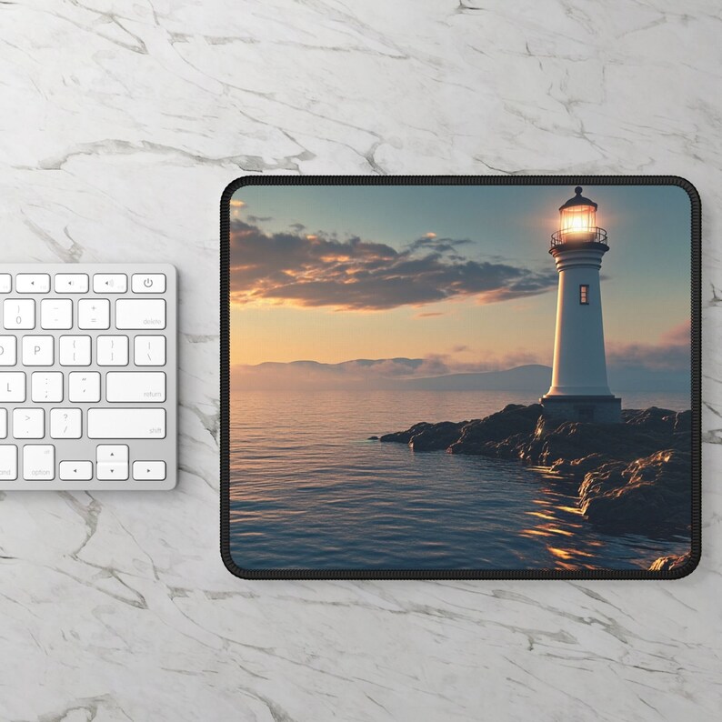 Lighthouse Desk Mat, Nautical Themed Desk Pad, Inspirational Mouse Pad ...