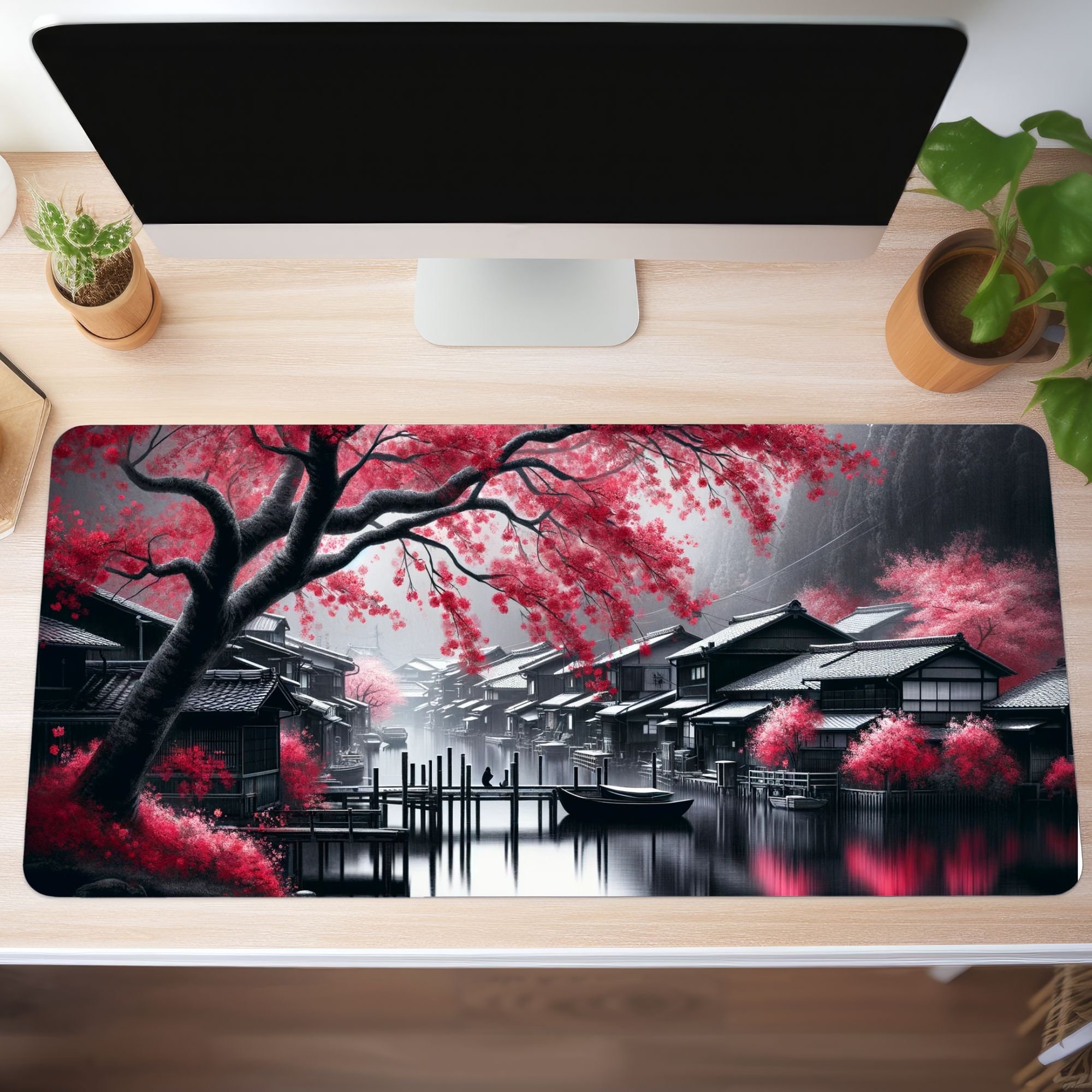 Japanese Art Desk Pad, Traditional Japan Scene Desk Mat, Japan Art ...