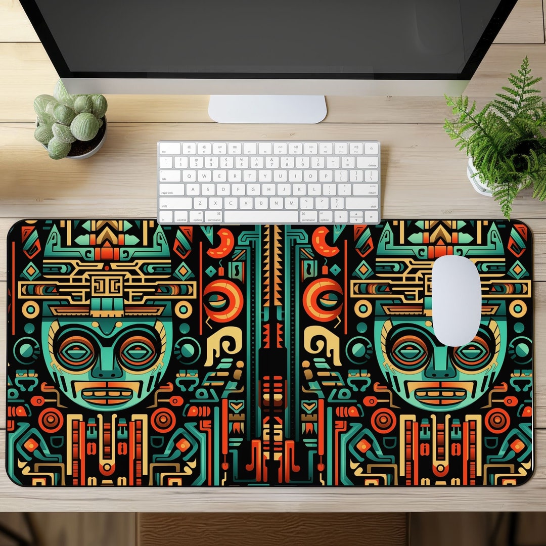 Aztec Desk Pad: Mayan Style Computer Mat, Geometric Art Mousepad - Etsy