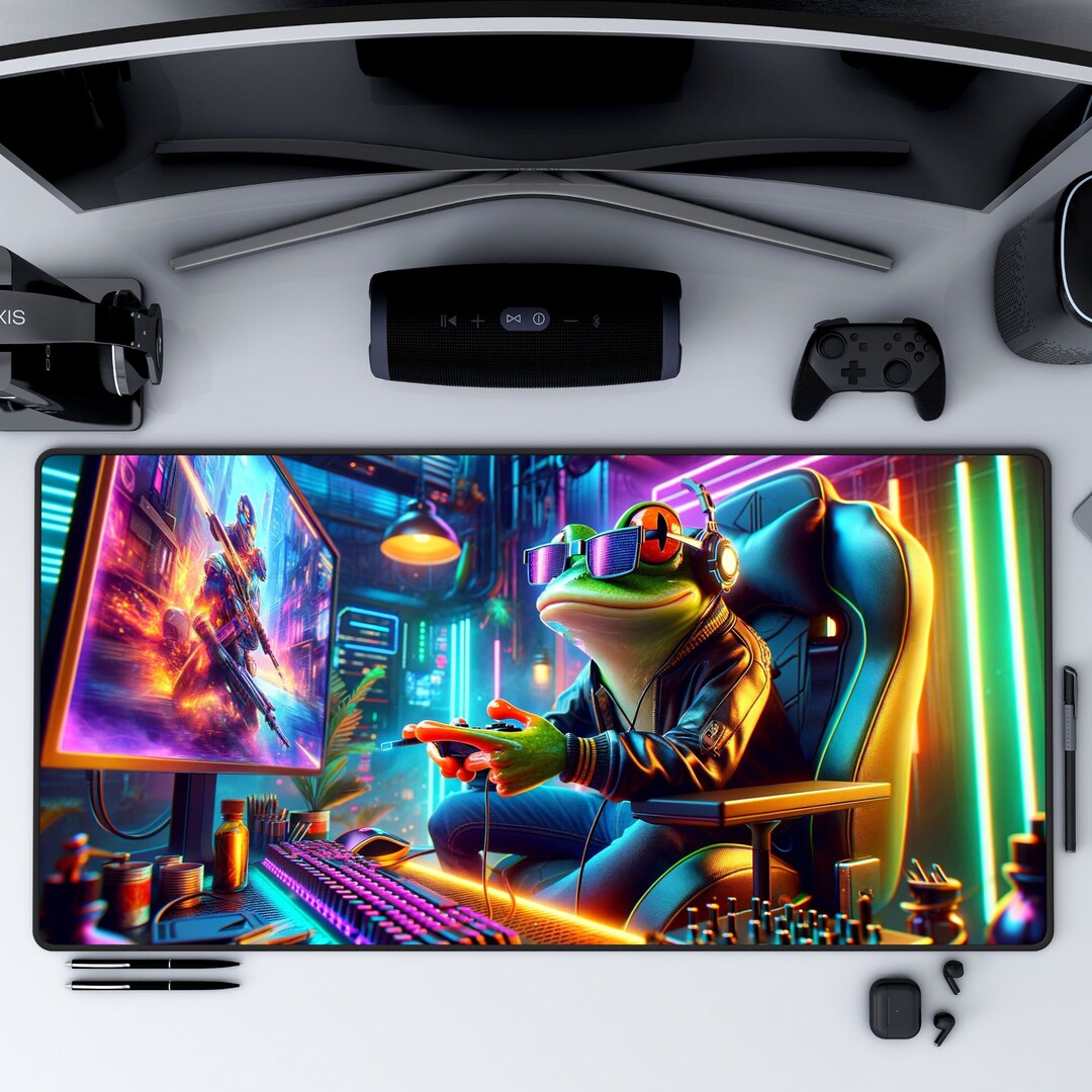 Gamer's Frog Desk Pad, Frog Inspired Desk Mat, Gaming Extra Large ...