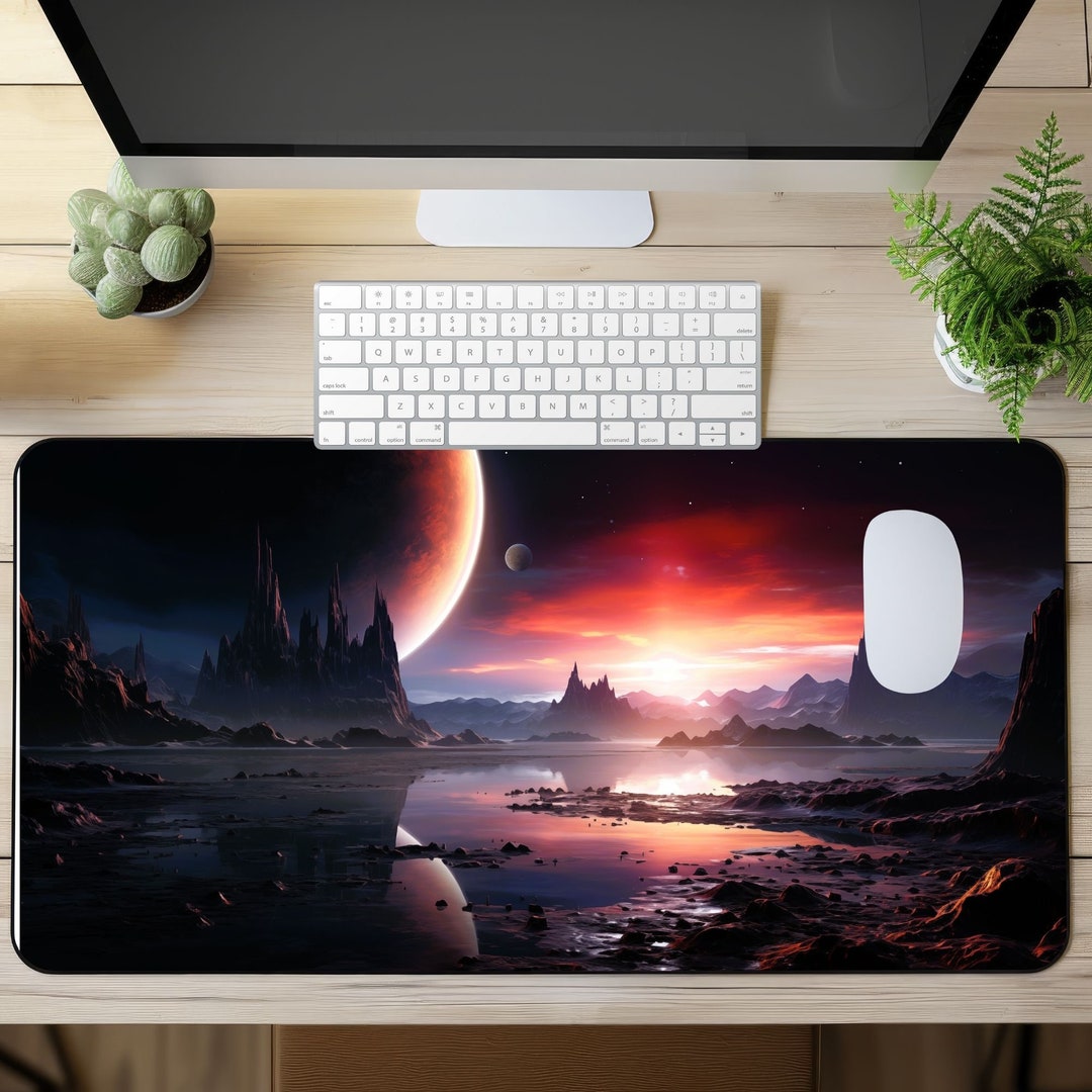 Space and Cosmic Desk Pad, Science Fiction Desk Mat and Mousepad, Space ...