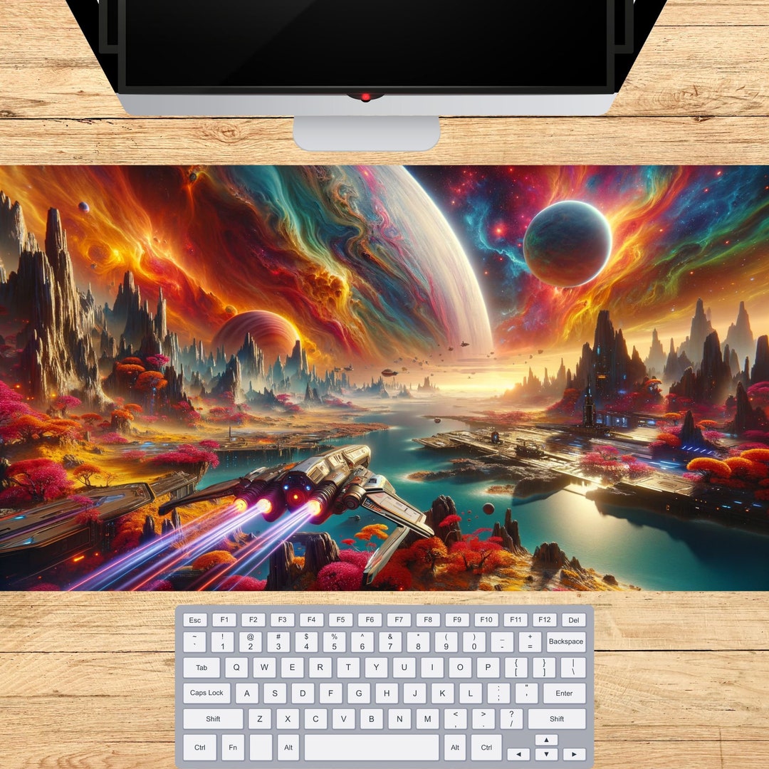 Space Explorer Desk Pad, Cosmic Desk Mat, Space Universe Mousepad ...