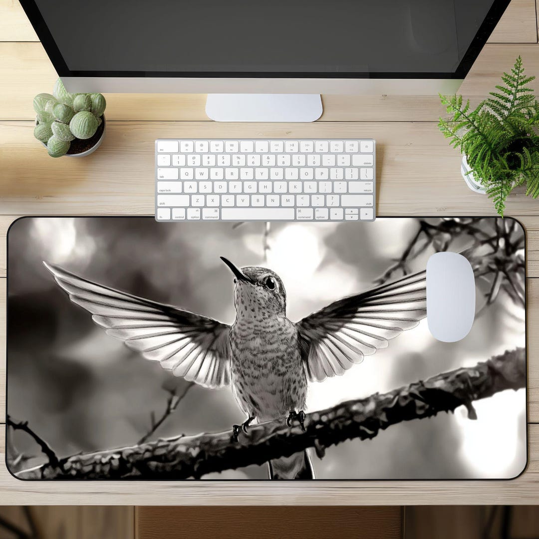 Hummingbird Desk Mat and Decor, Bird Lover Mouse Pad, Large Gaming ...