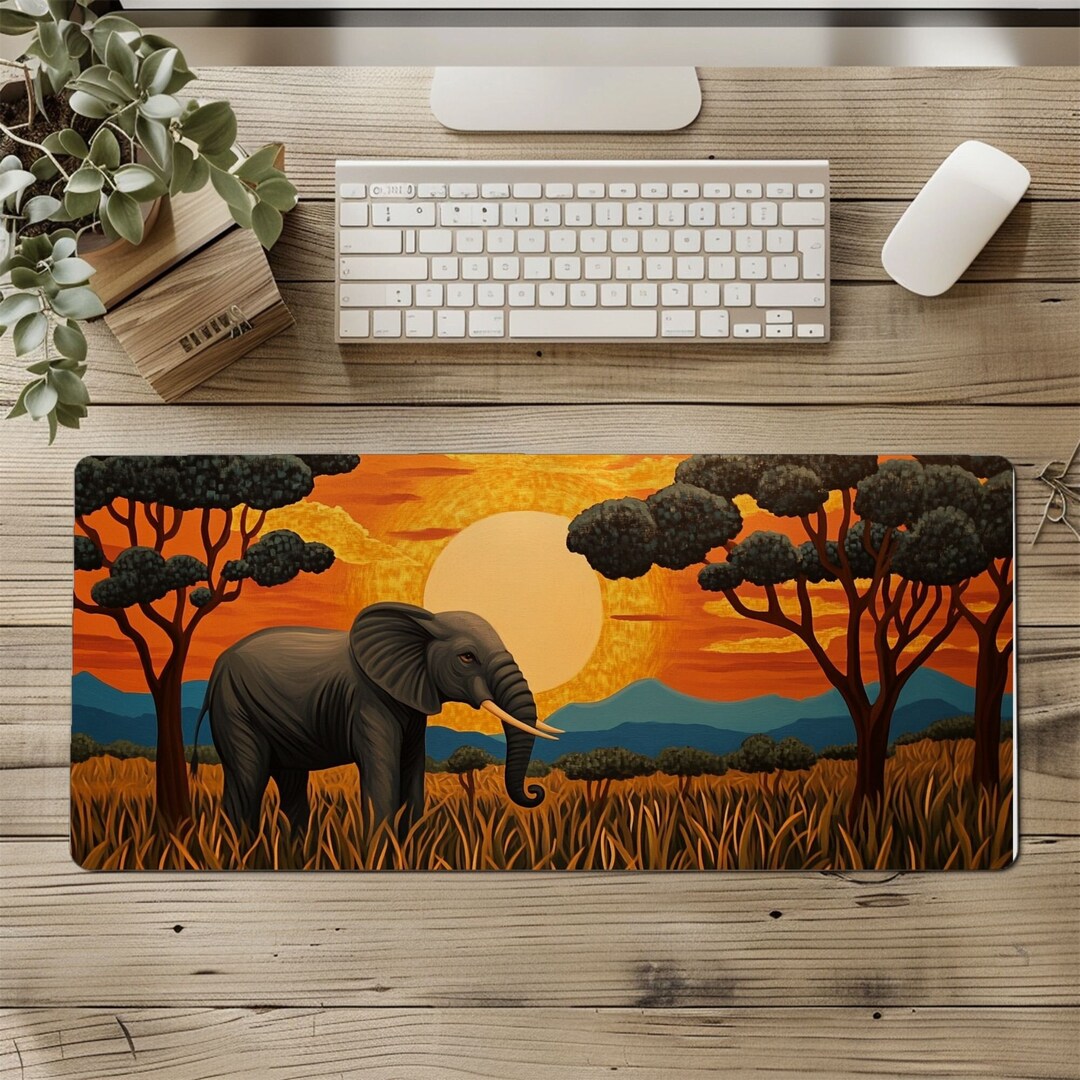 Elephant Desk Mat, African Elephant Desk Pad, TCG Playmat, Gaming Gifts ...
