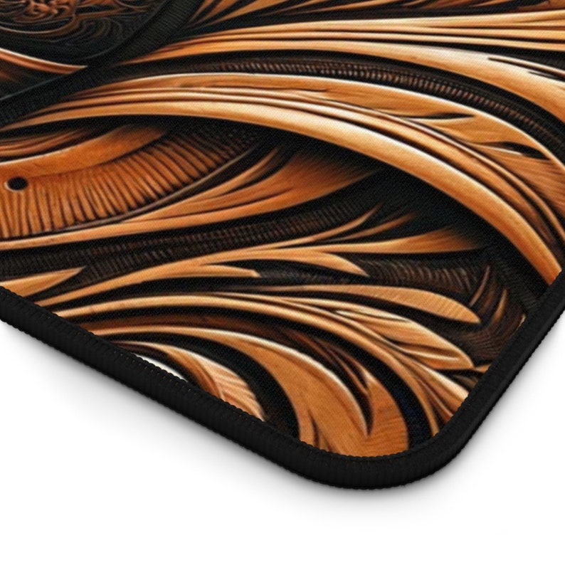Western Art Desk Pad, Tooled Leather Look Inspired Computer PC Mat, Art ...