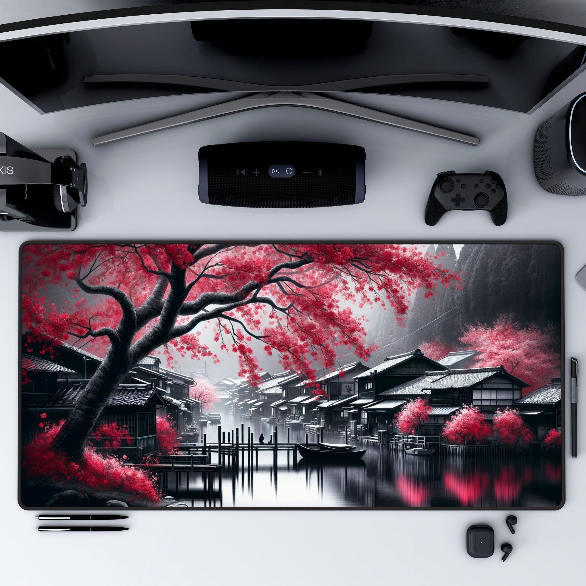 Japanese Art Desk Pad, Traditional Japan Scene Desk Mat, Japan Art ...