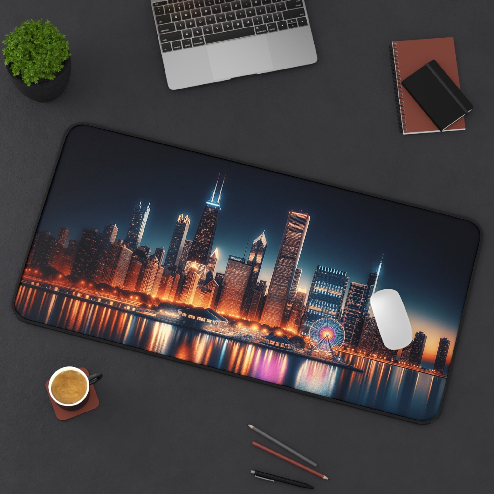 Chicago Skyline Desk Pad, Navy Pier Desk Mat, Windy City Mousepad ...