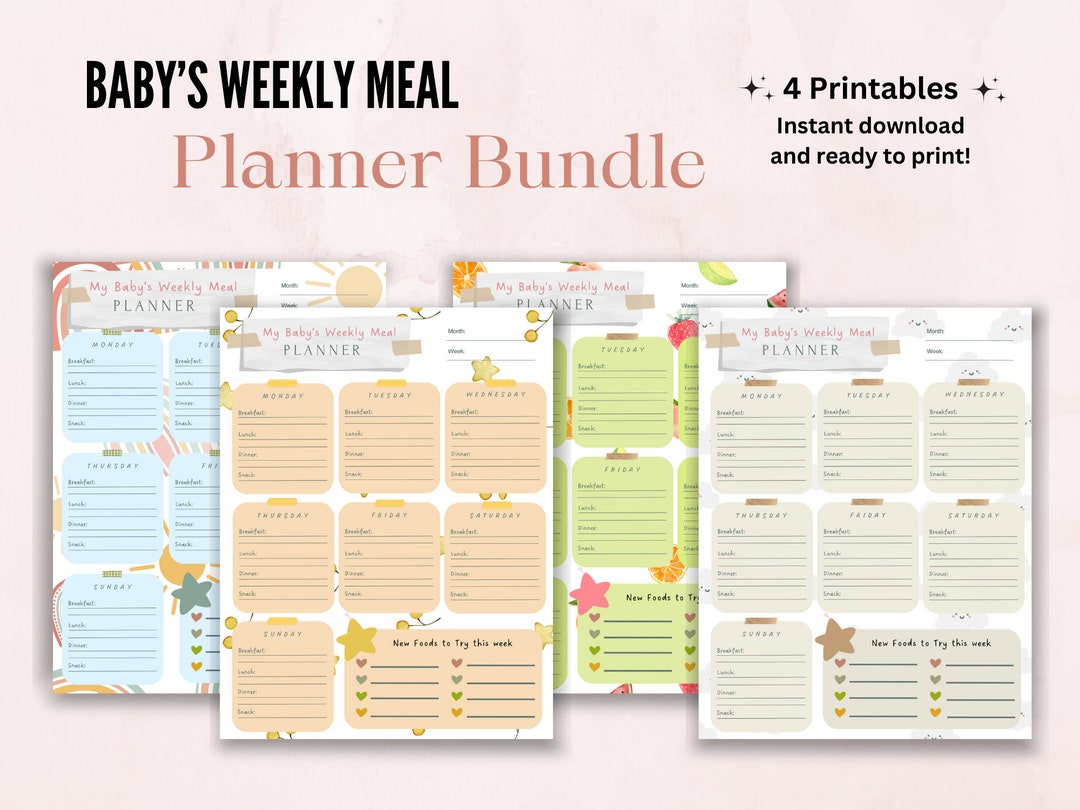Baby Weekly Meal Planner | Printables | Complementary Foods - Etsy