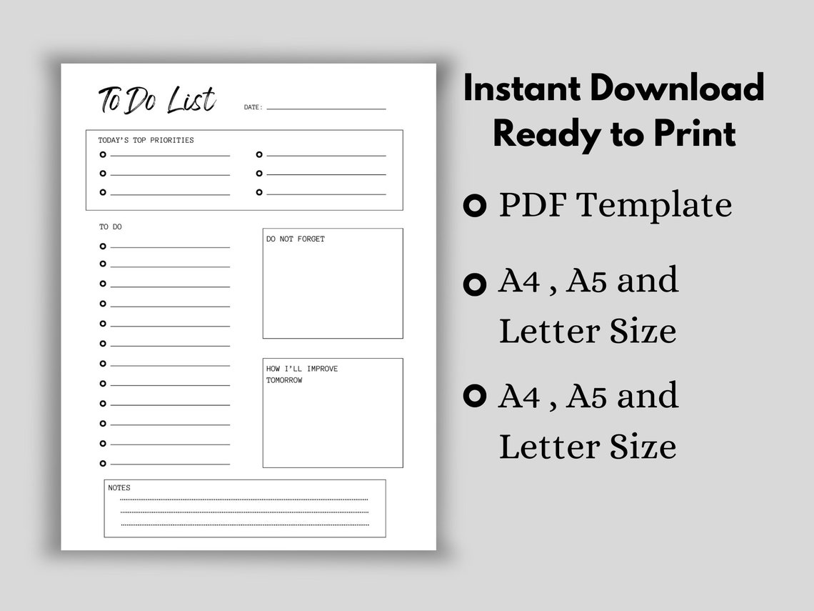 Minimalistic to Do List Printable | Task Priority List | Daily Plan ...