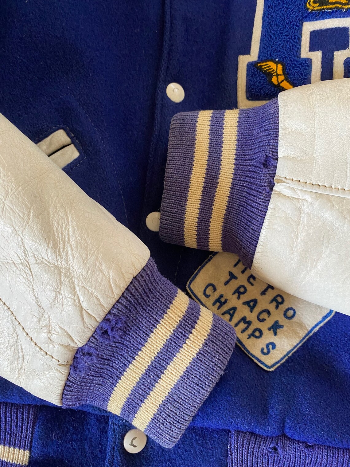 Vintage 1980s Nelson's Varsity Jacket/ Wool and Leather/ Blue and White ...
