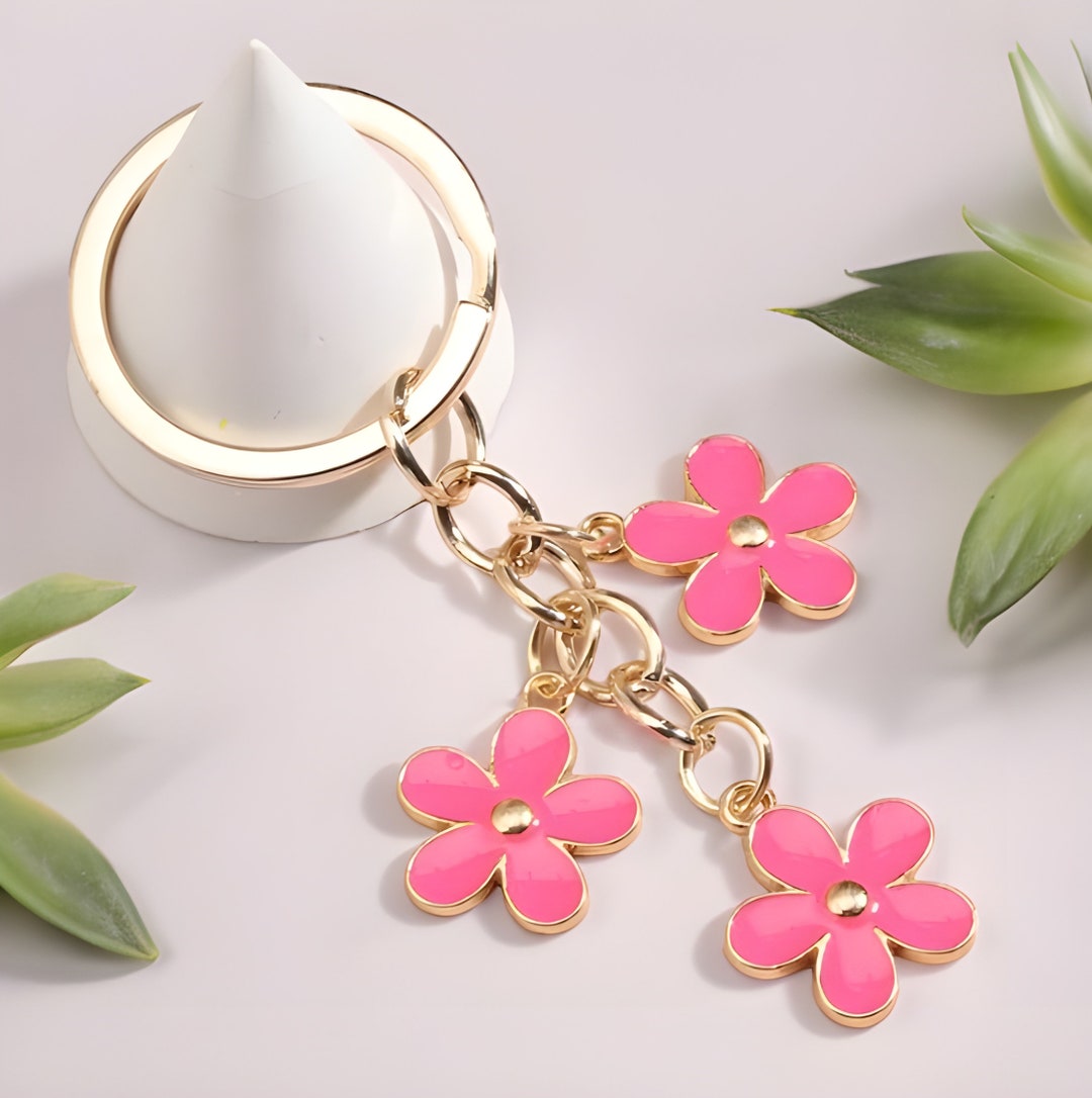Flower Keyring Colourful Sakura Flower Keychain for Keys Sweet ...
