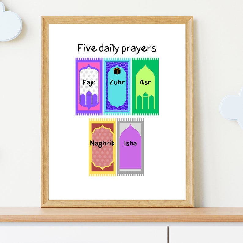 Five Daily Prayers Print: Islamic Kids Room Decor (digital Download) - Etsy