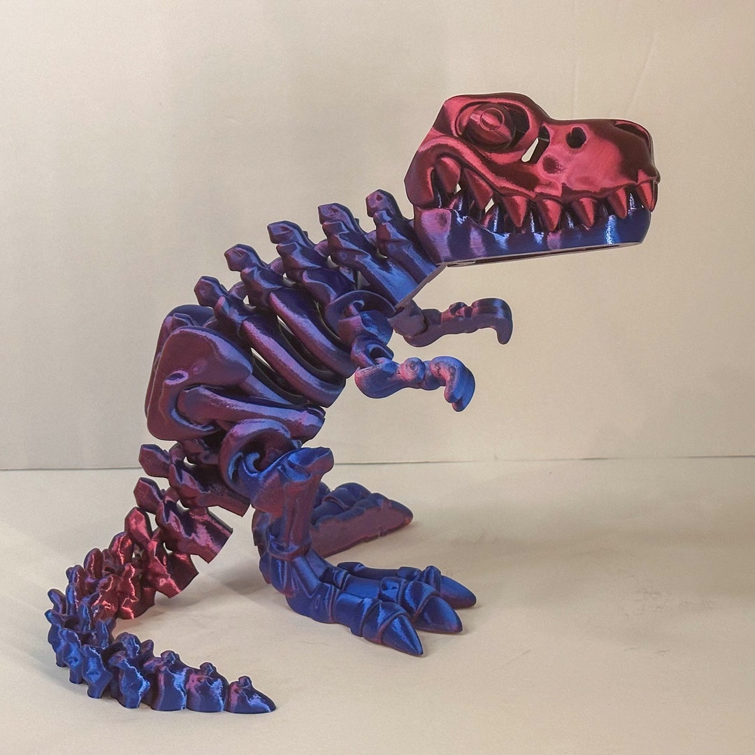 Skeleton T-rex Dinosaur With Bone! Sensory-flexi Toy-articulating - Etsy