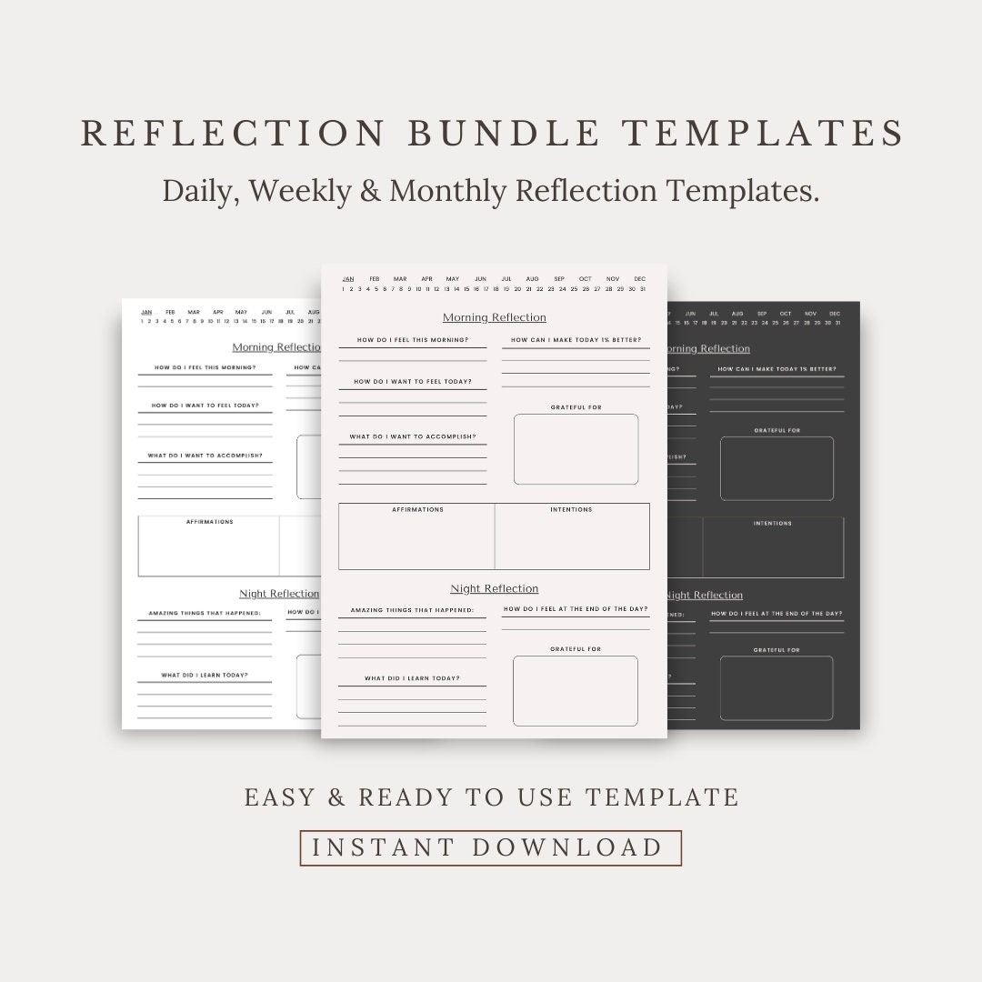Digital Reflection Templates Printable Templates Reflection Bundle ...