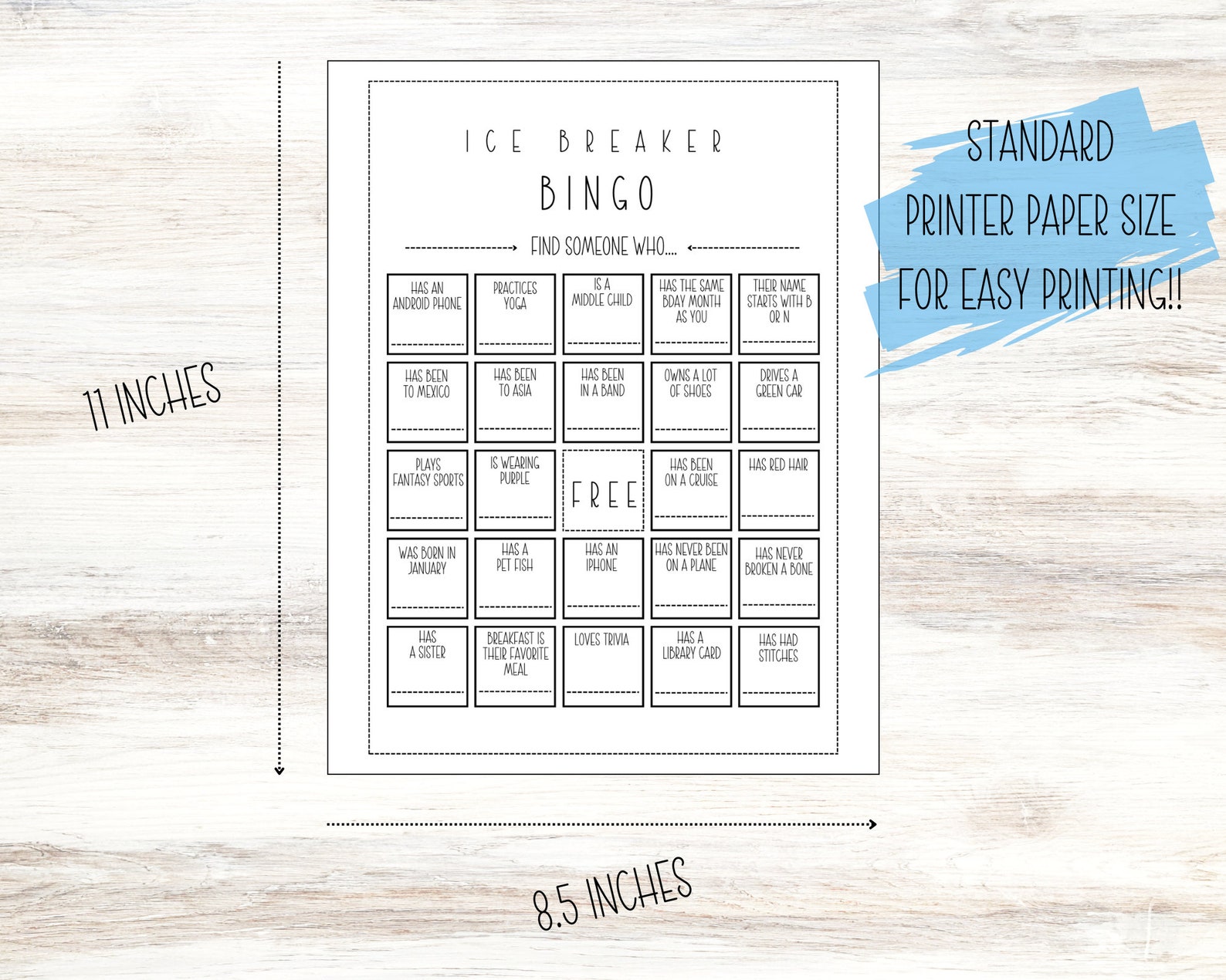 Ice Breaker Bingo Game for Team Building & Office Parties- Easy to ...