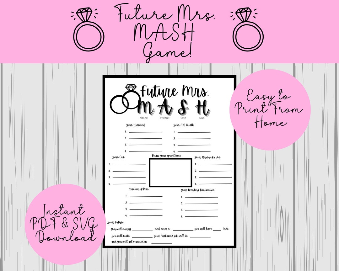Black and White Future Mrs. MASH Game, Y2K Nostalgia Game Great for ...