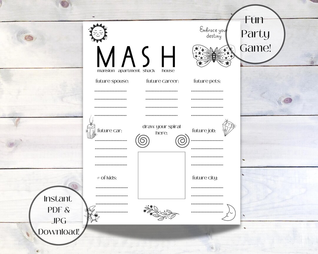 Fortune Telling MASH Game, Y2K Throwback With 7 Categories, Perfect for ...