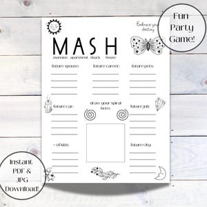 Fortune Telling MASH Game, Y2K Throwback With 7 Categories, Perfect for ...