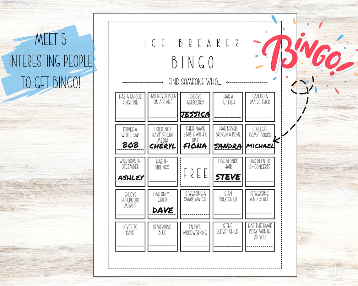 Ice Breaker Bingo Game for Team Building & Office Parties- Easy to ...