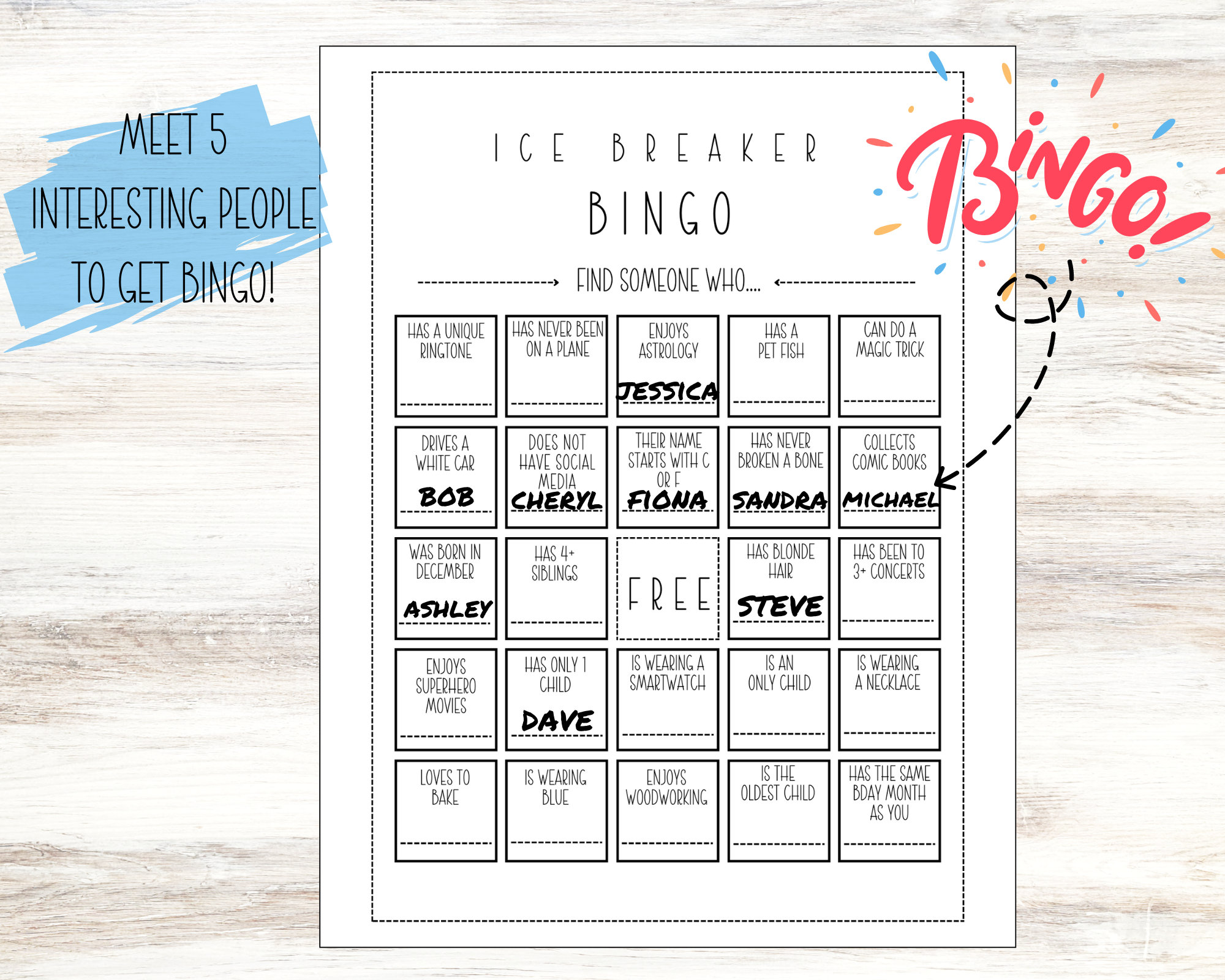 Ice Breaker Bingo Game for Team Building & Office Parties- Easy to ...
