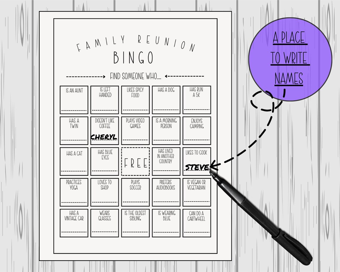 Family Reunion Bingo Game PDF Download, 20 Unique Bingo Cards, Find ...
