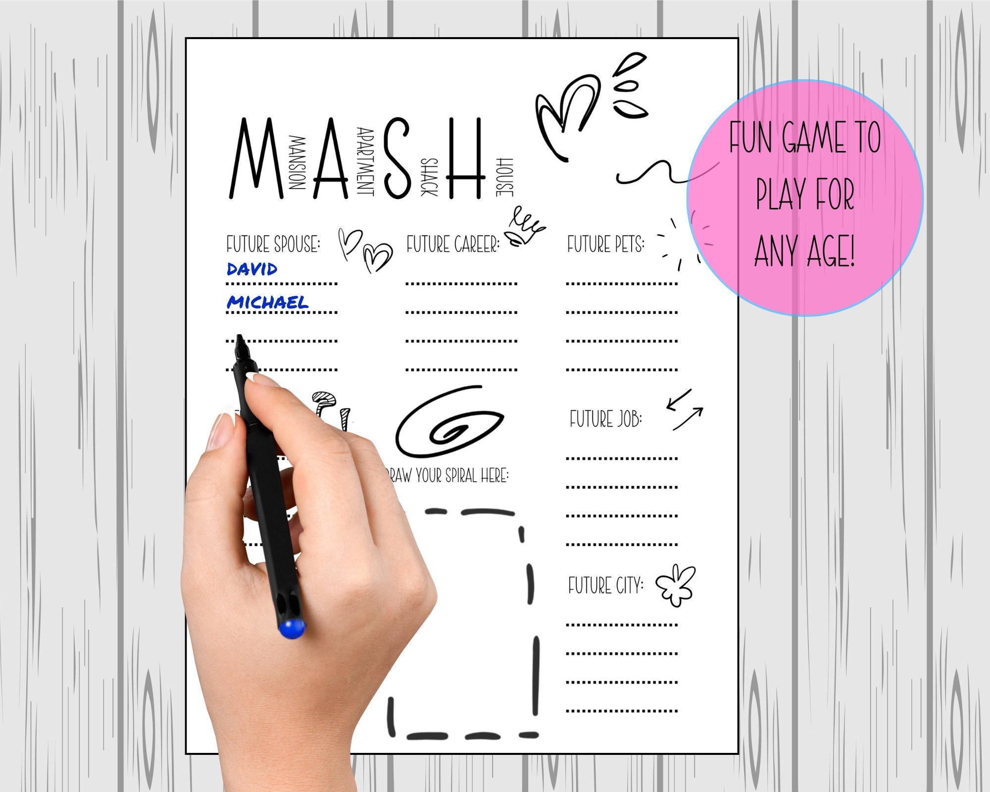 MASH Party Game Printable, Y2K Throwback With 7 Future Categories ...