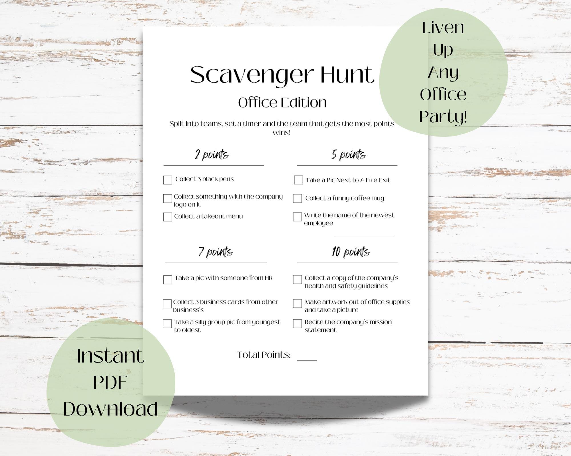 Office Scavenger Hunt Game PDF, Instant Digital Download, 8.5x11 ...