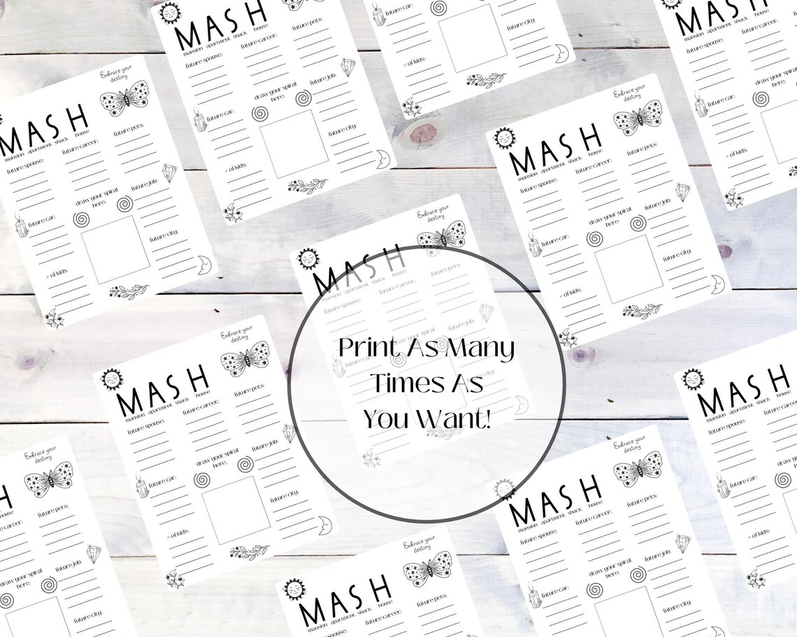 Fortune Telling MASH Game, Y2K Throwback With 7 Categories, Perfect for ...