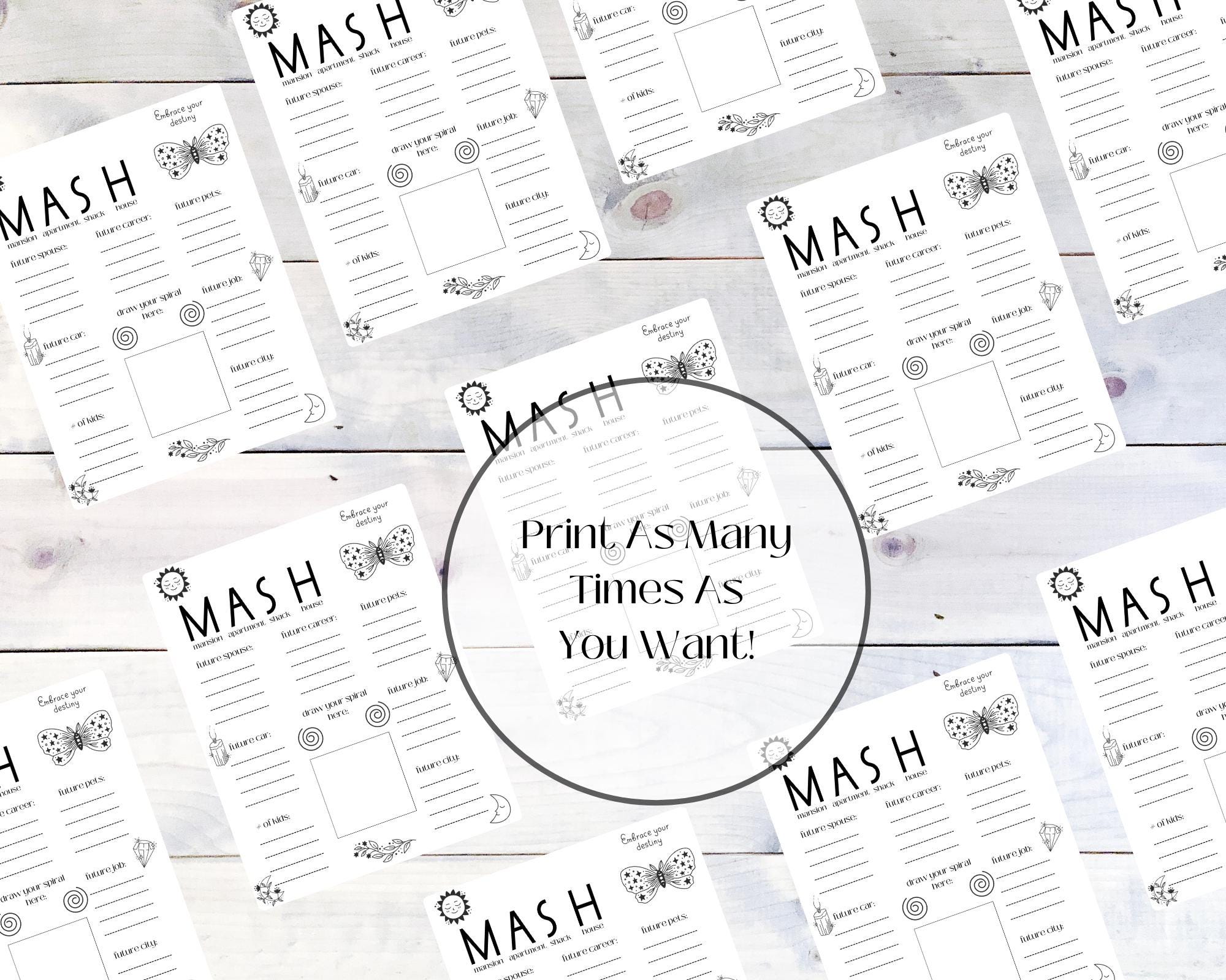 Fortune Telling MASH Game, Y2K Throwback With 7 Categories, Perfect for ...